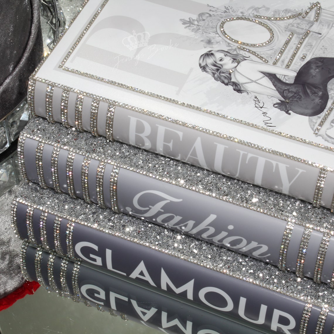 Sparkly Grey Coffee Table Books Glam Bling Books Stack of | Etsy