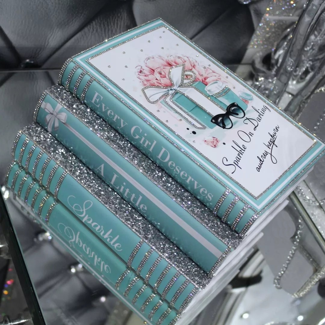 Flower Present Decor Books - Custom Made and Personalised Stack of 3 ...