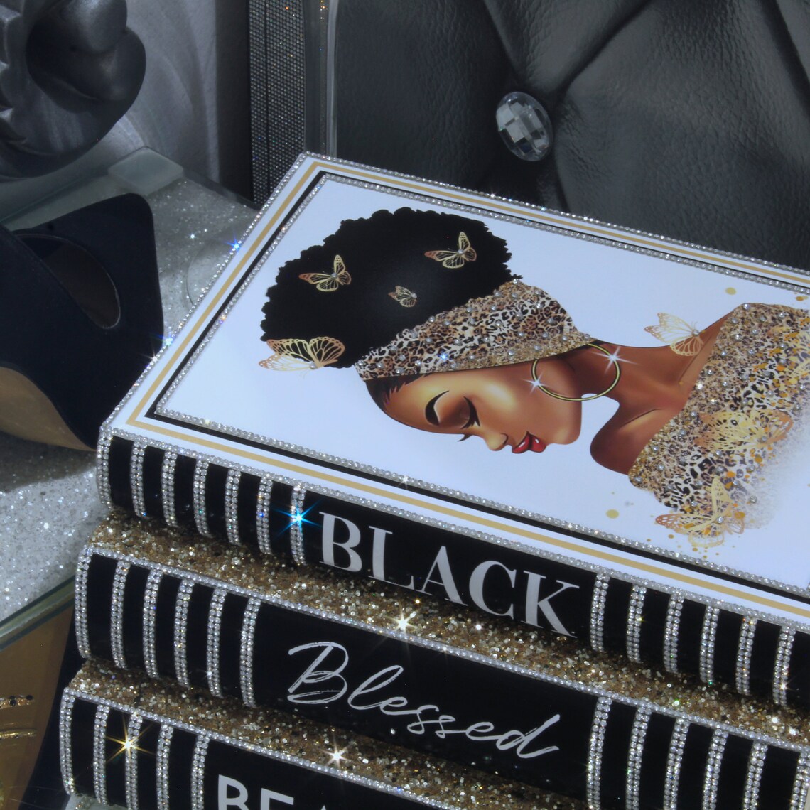 Black Queen Luxury Bling Glam Book Stack Stack of 3 - Etsy