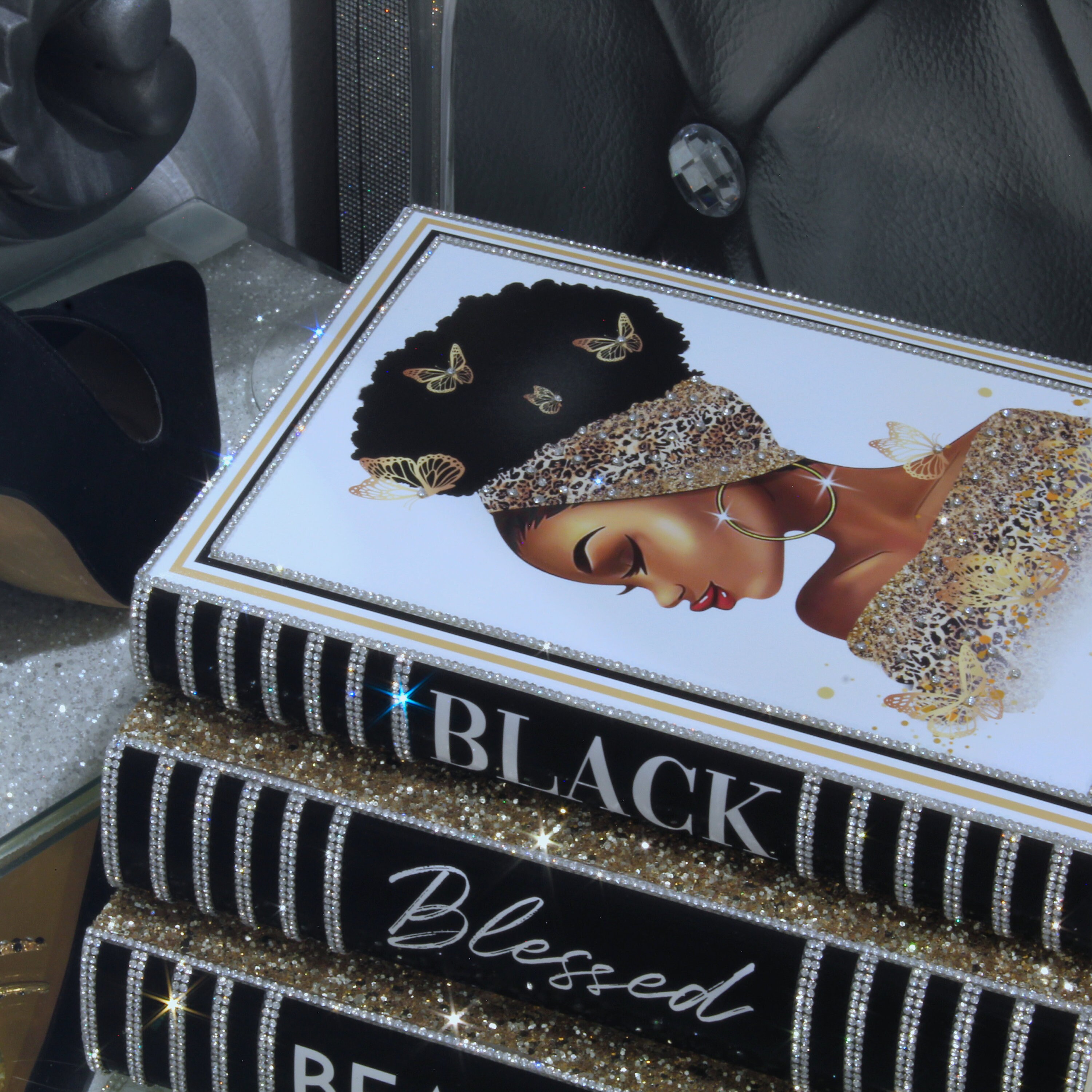 Black Queen Luxury Bling Glam Book Stack Stack of 3 - Etsy