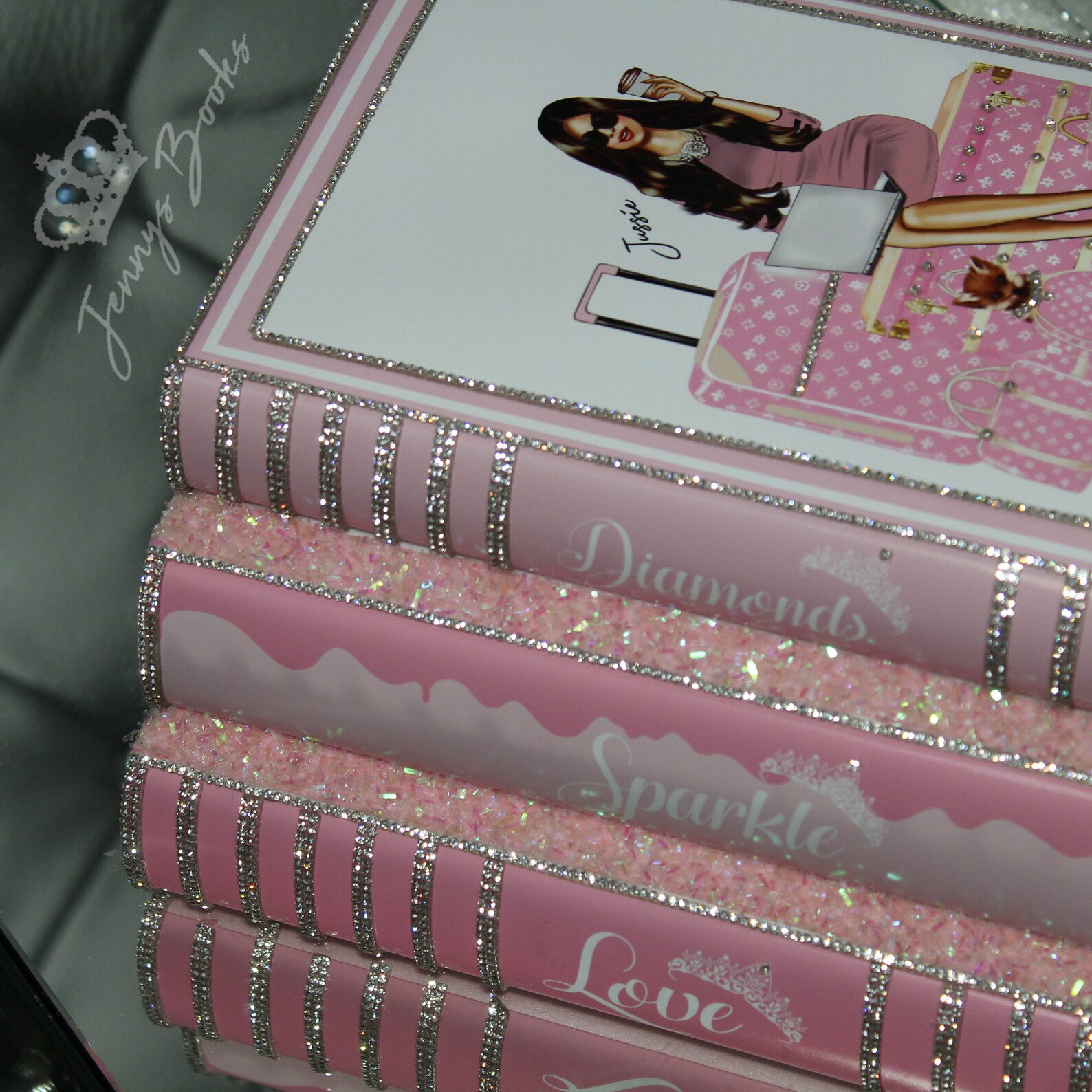 Bling Book Stack Custom made bling books Stack of 3 Pink | Etsy