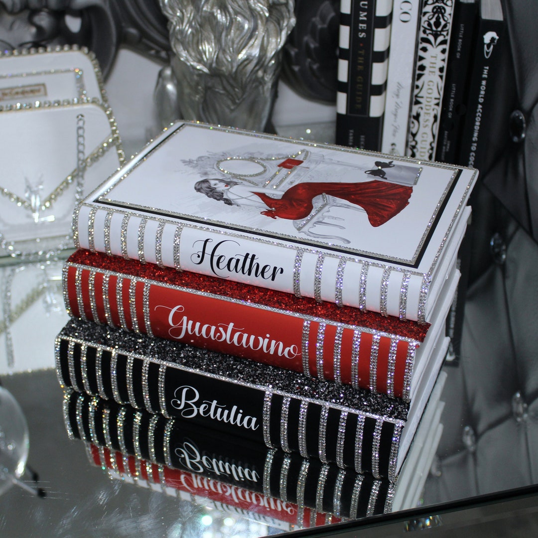 Bling Decor Book Stack- Custom Made Bling Books - Stack of 3 - Red ...