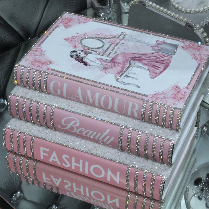 Floral Girly Glam Bling Books Pink Stack of 3 Custom - Etsy
