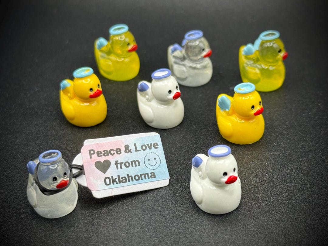 Glow in the Dark Mini Angel Ducks: Custom Tag, Optional Magnet/suction ...