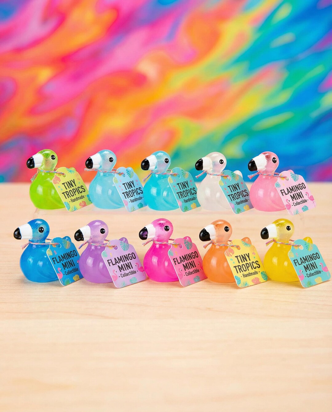 Mini Neon Flamingo Ducks - Glow in the Dark - Custom Tags, Magnet or ...