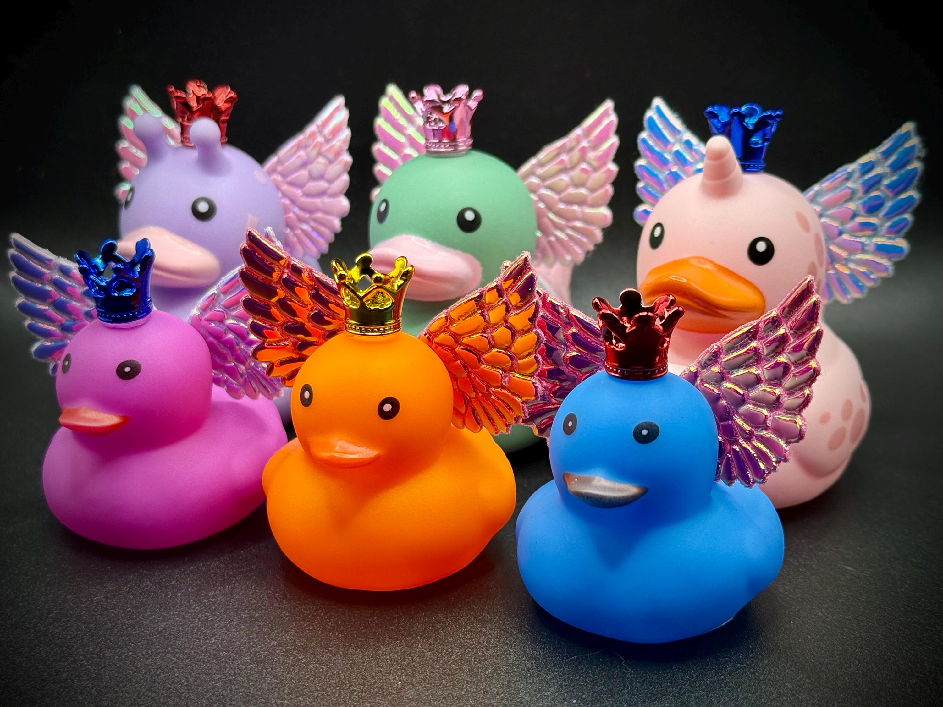 1.69” Mini Angel Duck: Iridescent Wings, Metallic Crown - Optional ...
