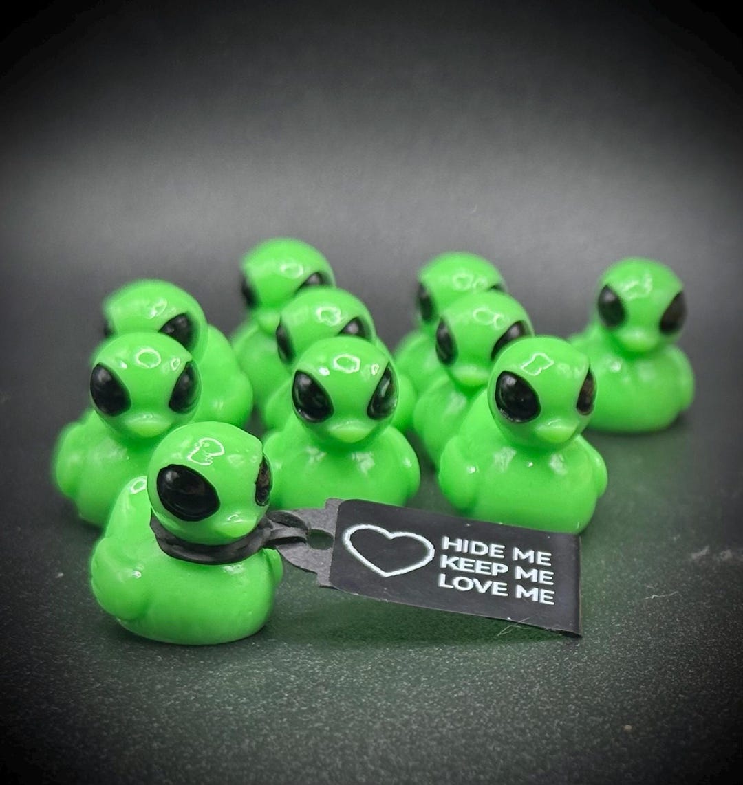 Mini Alien Ducks - Bright Green - Custom Tags, Magnet or Suction Cup - Etsy