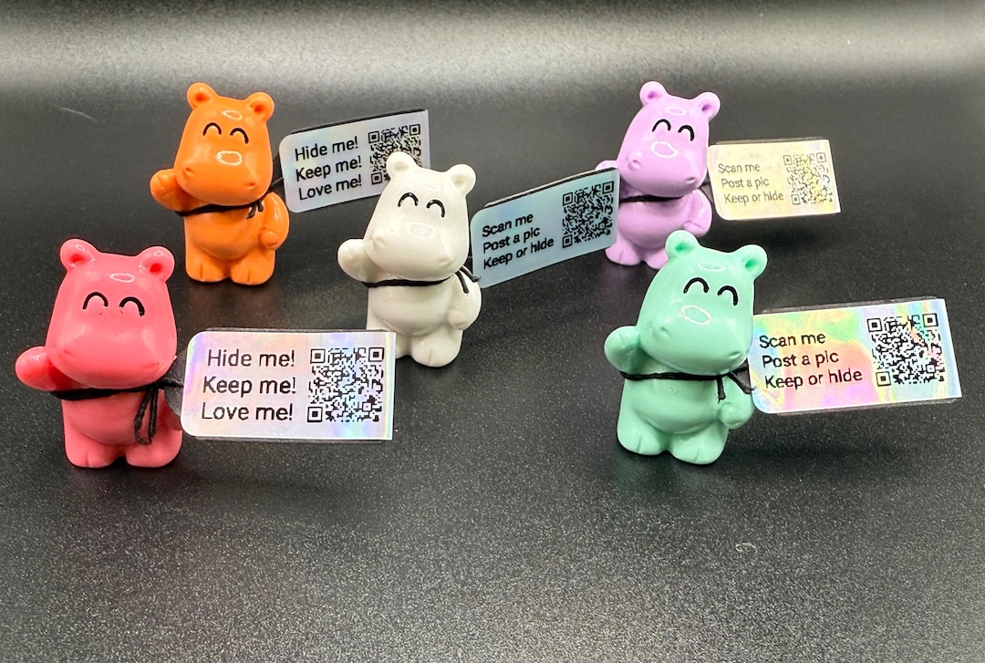 Mini Magnetic Hippo With Custom Tag & Optional QR Code - Cruise Gift - Etsy