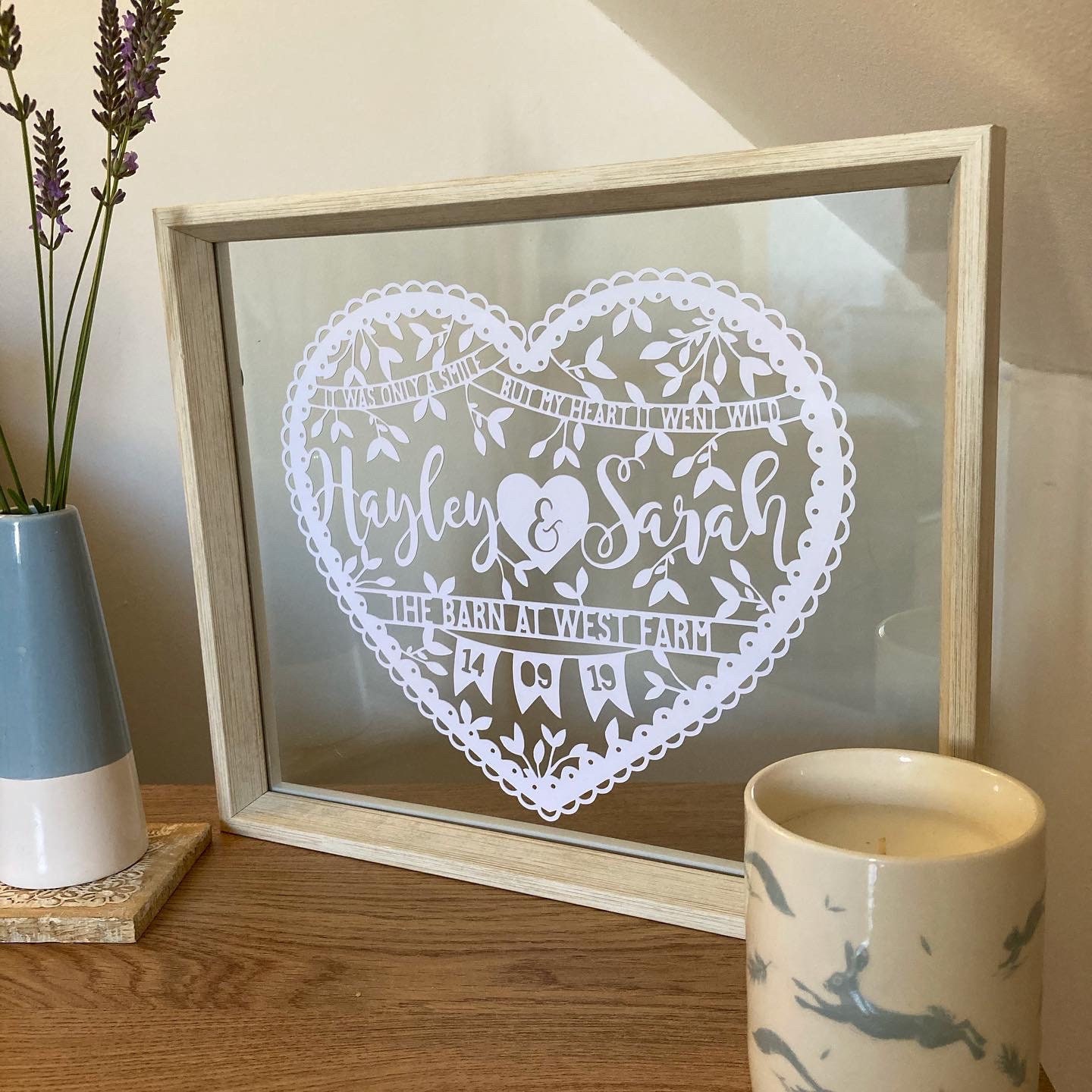 Personalised Couple Heart Paper Cut, Christmas Gift Couple, Anniversary ...