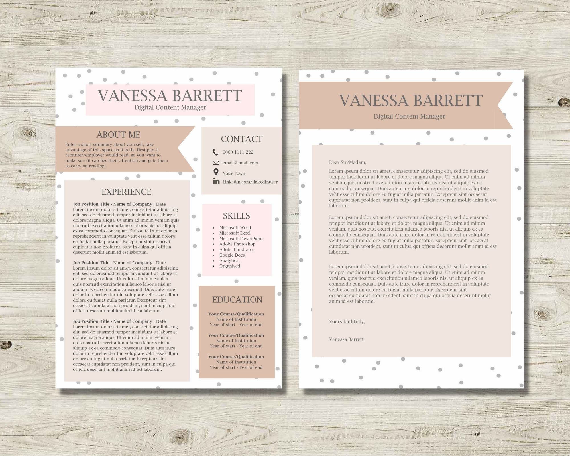 Creative Professional CV Resume Template for Word + Free Cover Letter ...