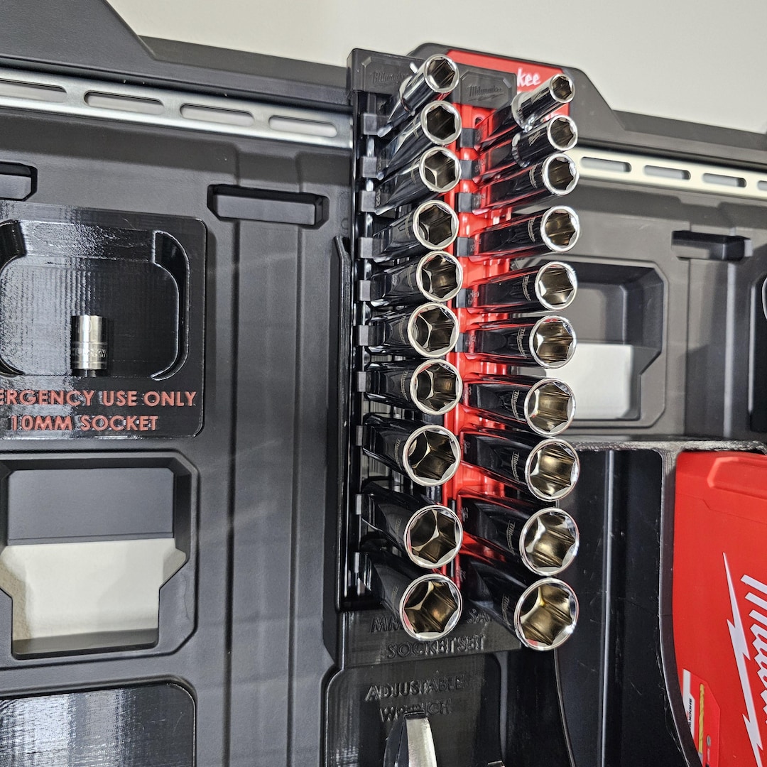 Milwaukee Packout Wall 3/8 Drive Deep Well Socket Set Holder - Etsy