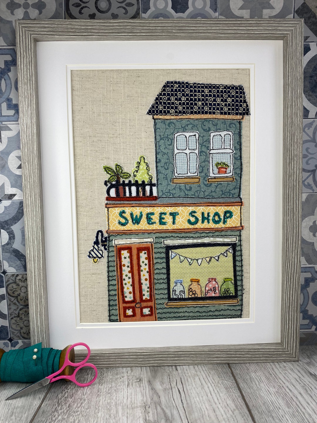 The Sweet Shop - Textile Art Picture - Etsy UK