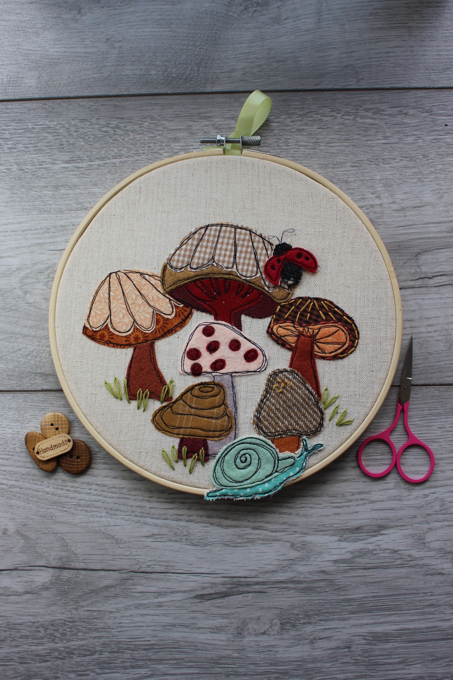 A Cute Collection of Fungi - Mushrooms / Snails / Ladybird Textile Art ...