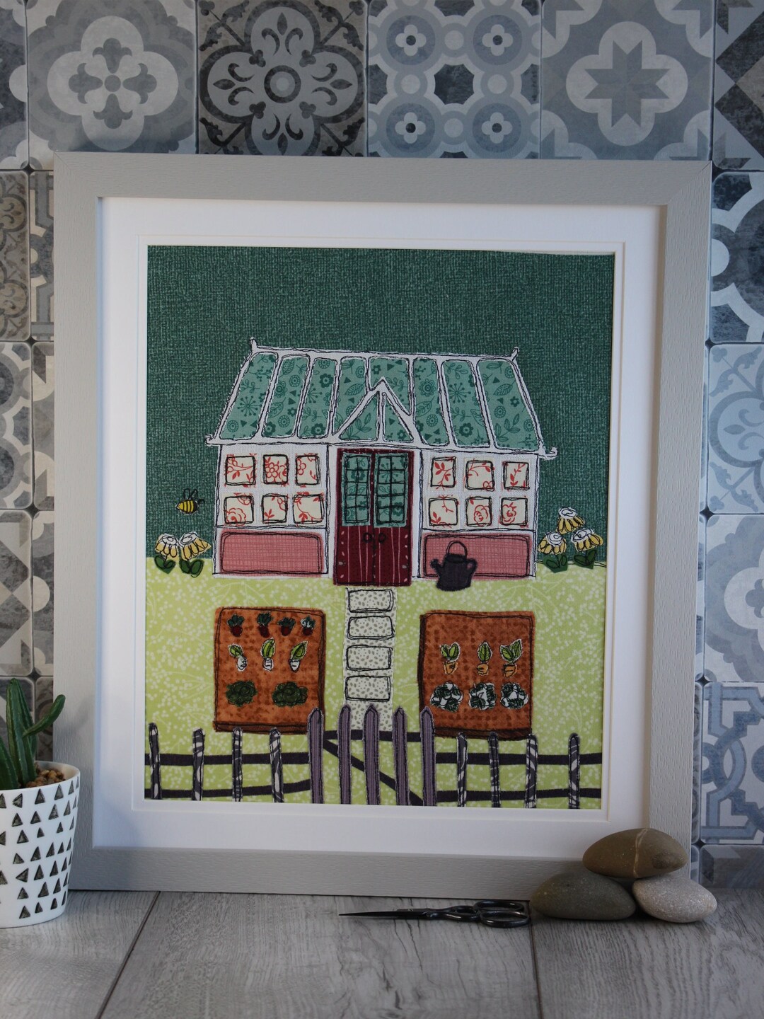 How the Garden Grows Textile Art With Greenhouse and - Etsy