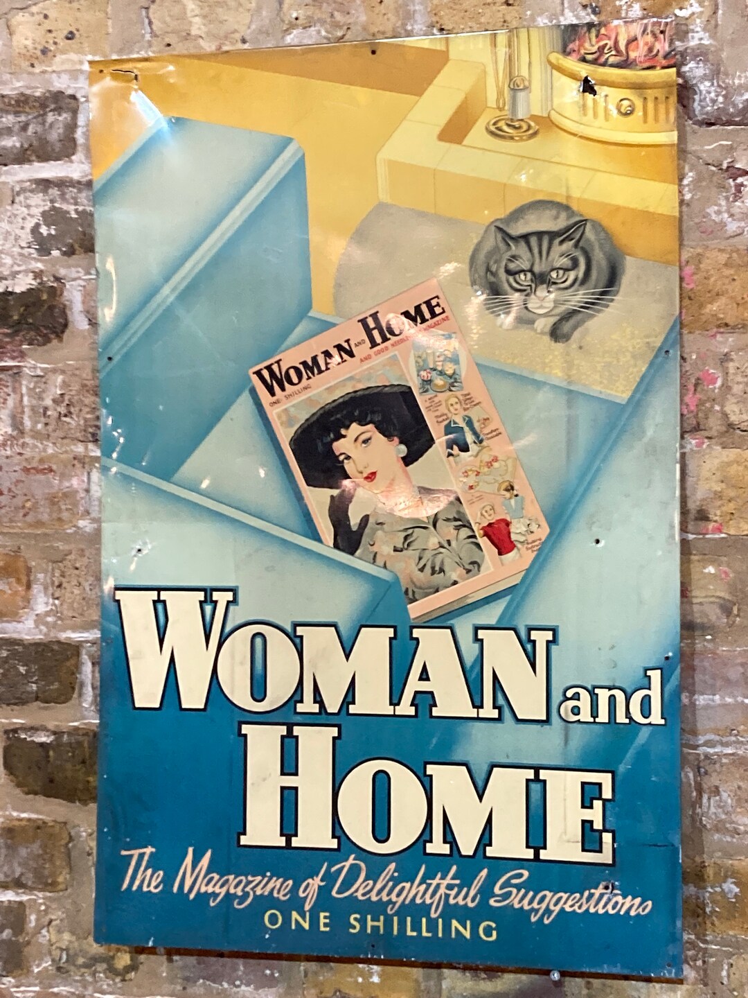 Woman and Home - ORIGINAL 1940's / 50's Tin Newspaper Advertising Sign ...