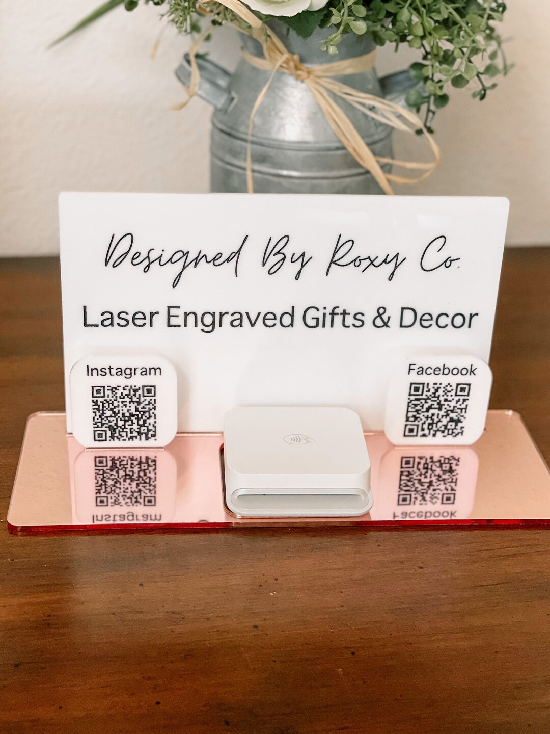 Custom QR Code Business Sign: Mirrored Acrylic Social Media Display - Etsy