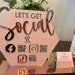 Lets Get Social Signsocial Business Sign With Business Card Holderqr ...