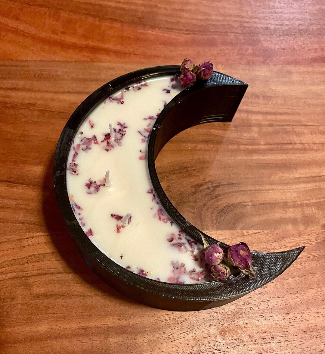Crescent Moon Rose Candle in Reusable Container - Etsy