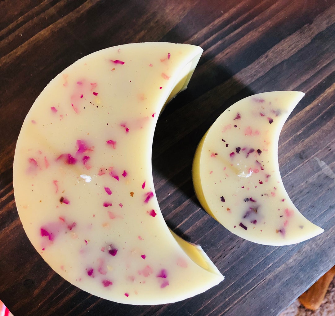 Crescent Moon Rose Candle With Optional Mirror Plate (large) - Etsy