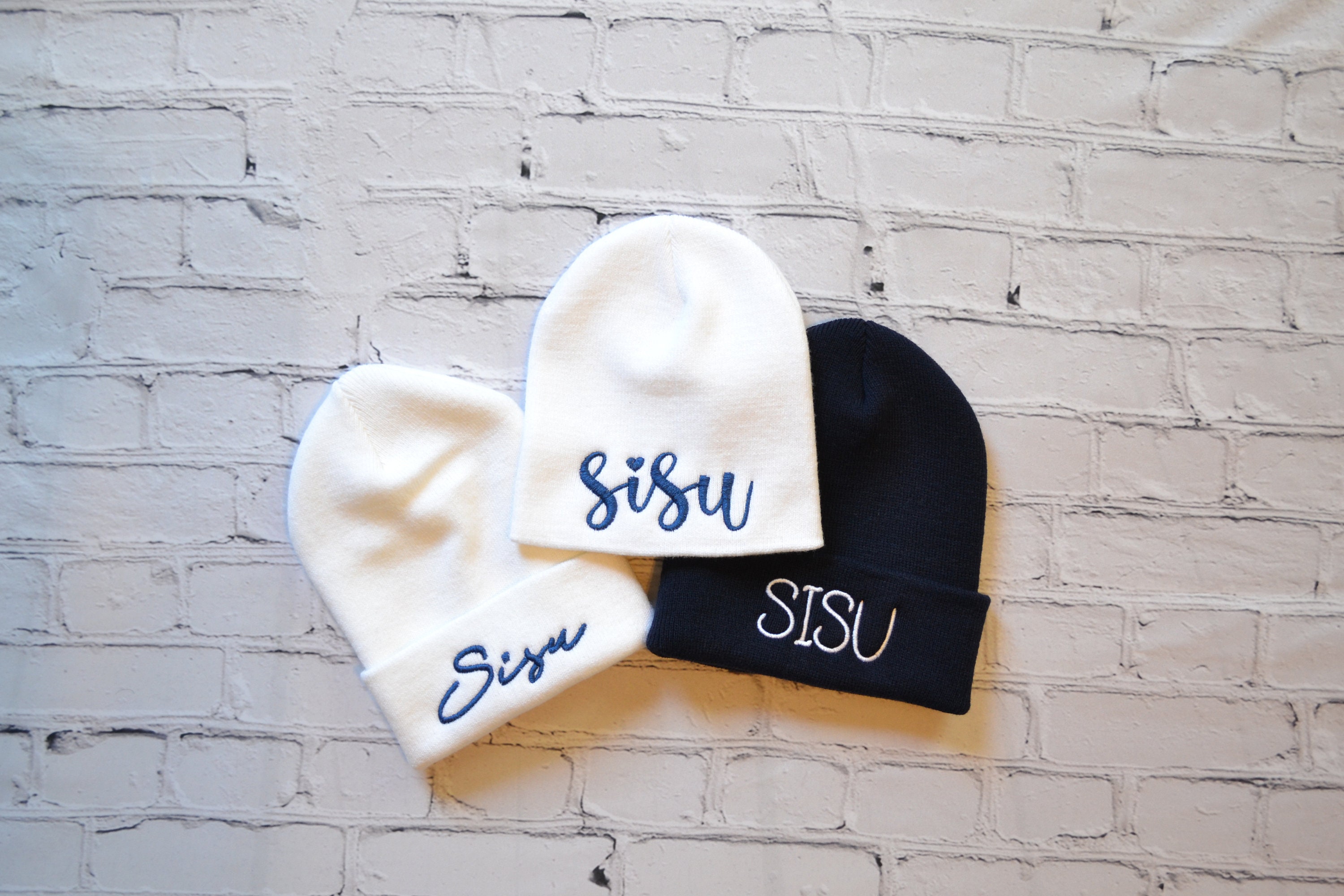 Sisu With a Heart Embroidered on Black, Navy Blue or White 8.5 Inch ...