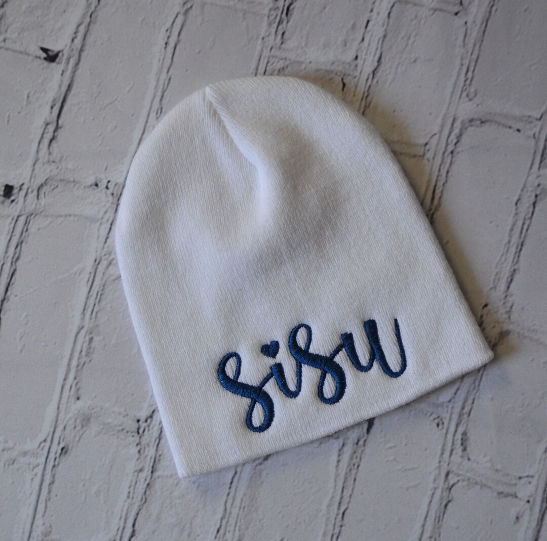 Sisu With a Heart Embroidered on Black, Navy Blue or White 8.5 Inch ...