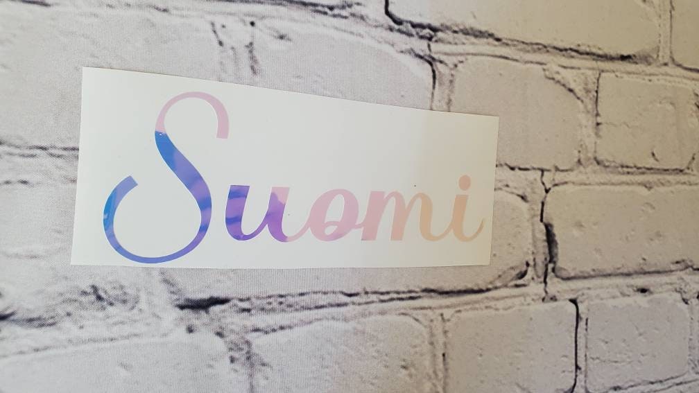Suomi Sticker/decal in Modern Calligraphy Permanent Chrome Iridescent ...