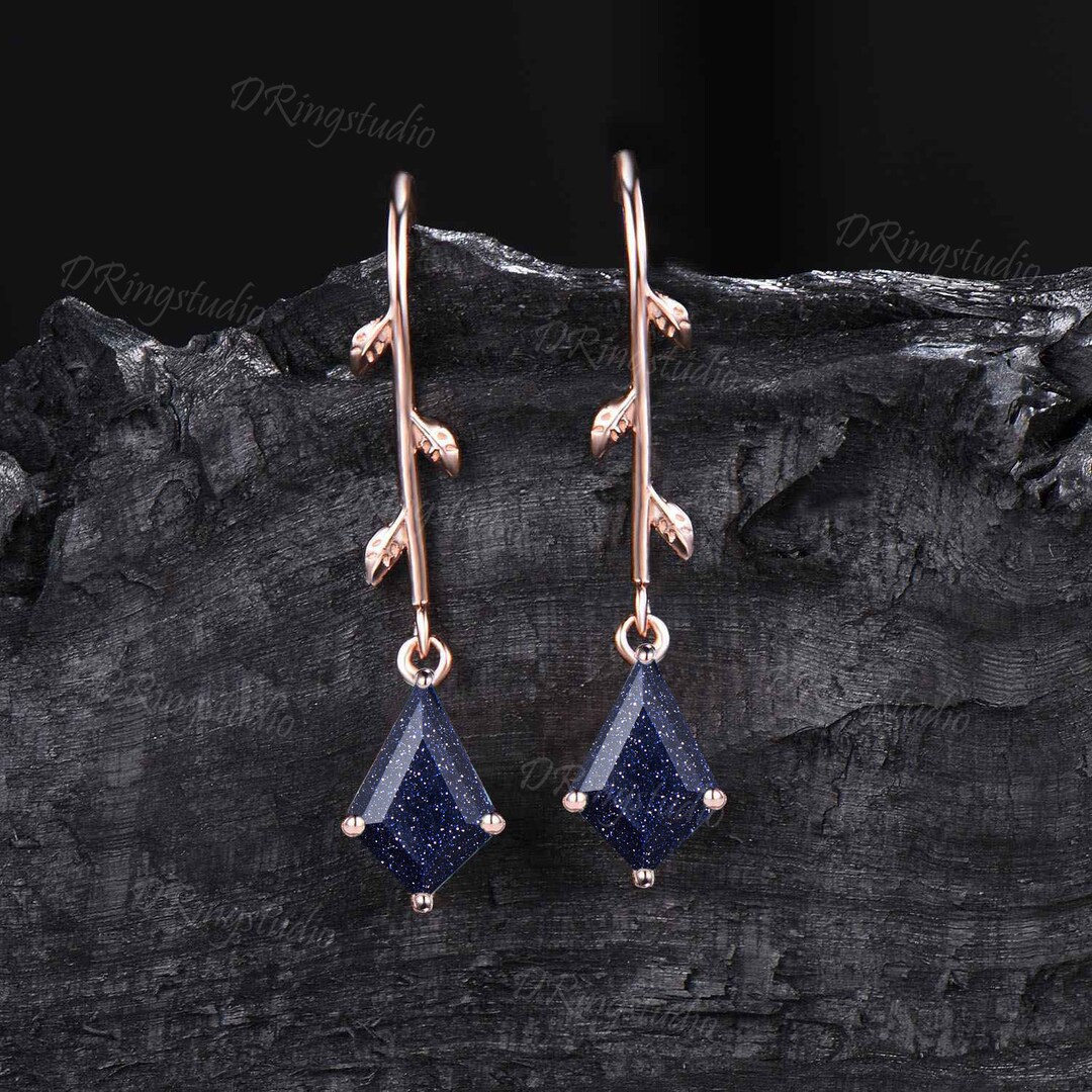 Vintage Kite Galaxy Blue Sandstone Drop Earrings Nature Inspired Blue ...