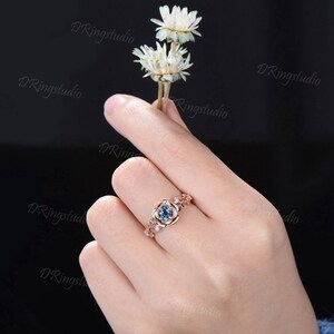 Rose Flower Alexandrite Ring 5mm Round Color-change Alexandrite ...
