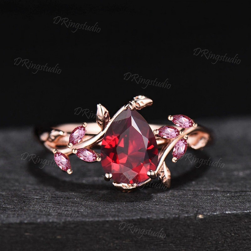 Tear Drop Pink Ruby Ring - Etsy