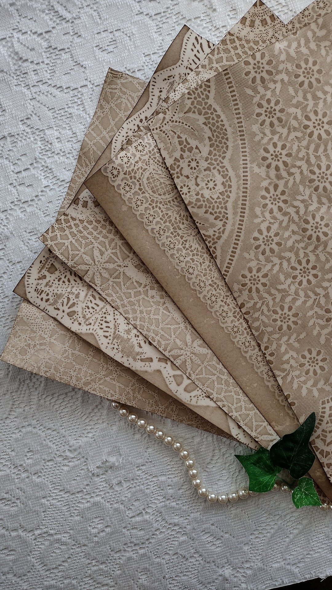 5 Coffee Dyed Lace CARDSTOCK Sheets - Etsy