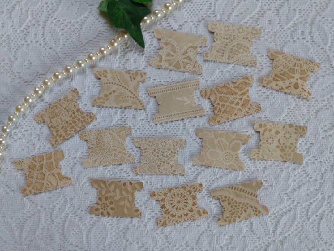 15 Coffee Dyed Lace Tabs, Cardstock Tabs, Journal Tabs, Neutral Tabs - Etsy