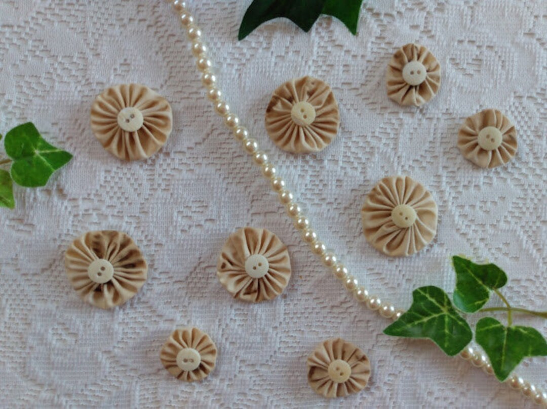 Coffee Dyed Yo-yo Flowers, Vintage Looking Flowers, Yo-yo Flowers, Junk ...