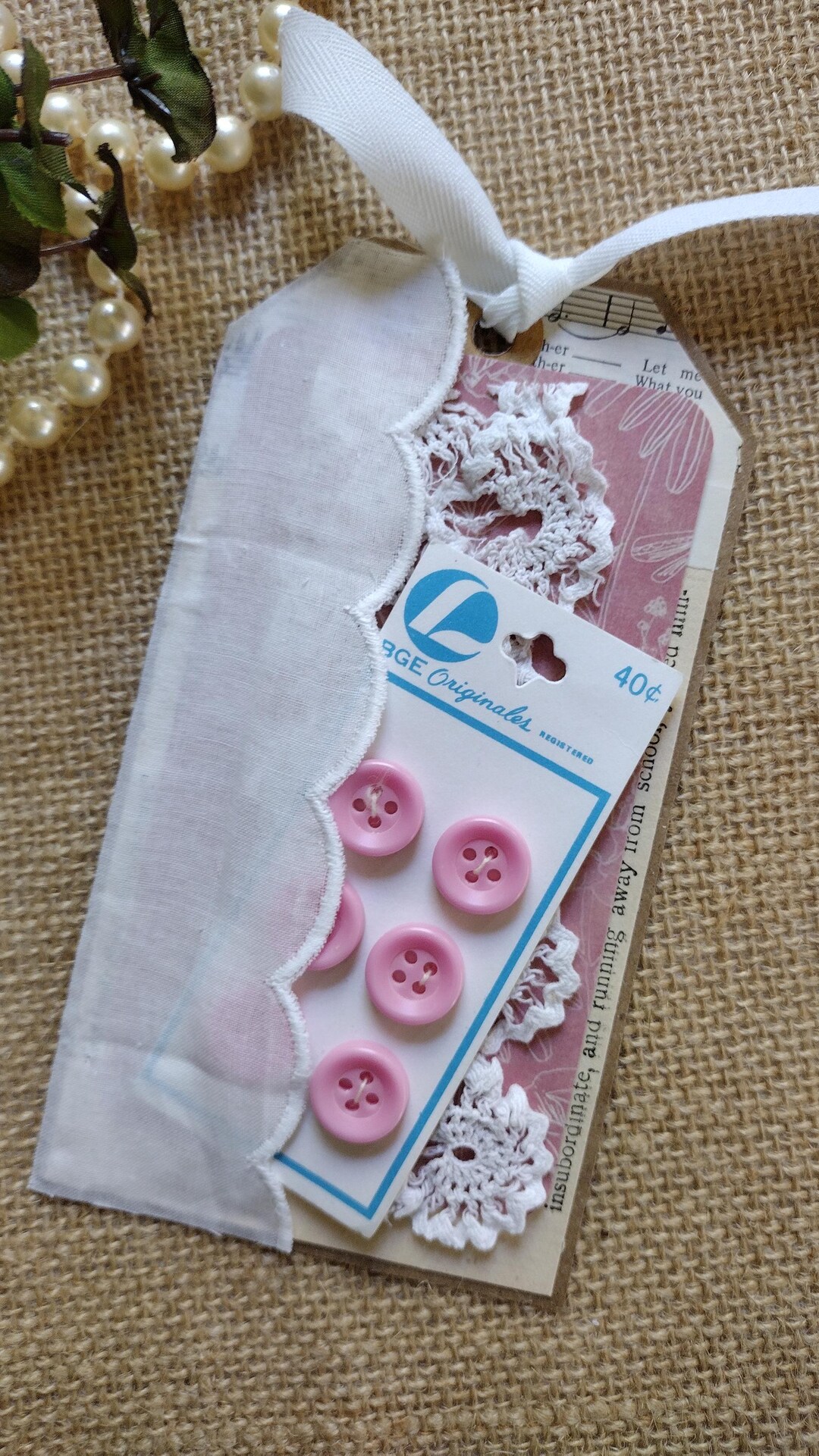 Pocket Tag A Journal Tag Journal Pocket Journal Card Buttons Lace