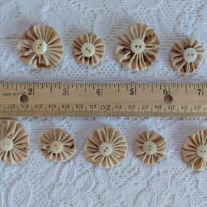 Coffee Dyed Yo-yo Flowers, Vintage Looking Flowers, Yo-yo Flowers, Junk ...
