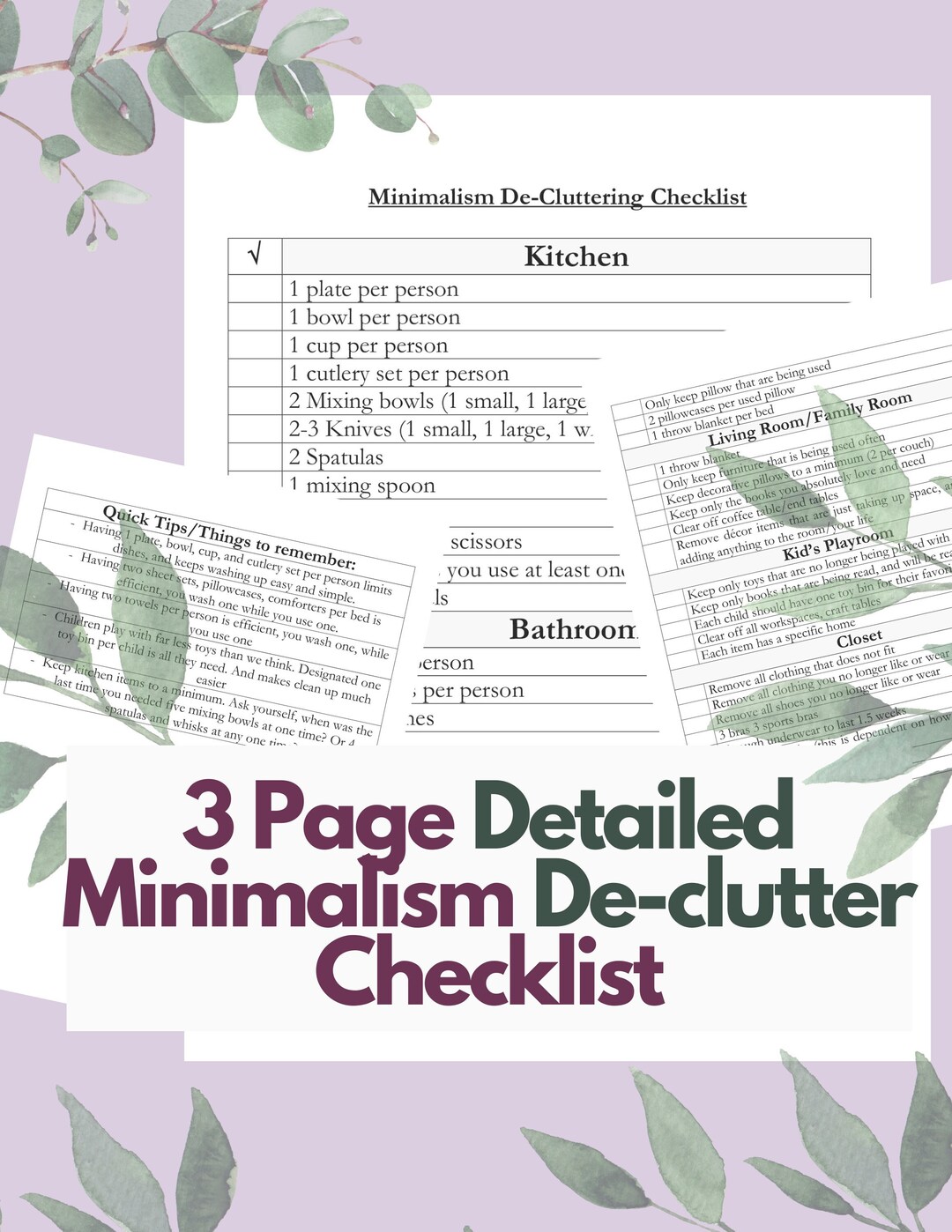 Minimalism Declutter Checklist | Declutter Planner | Declutter ...