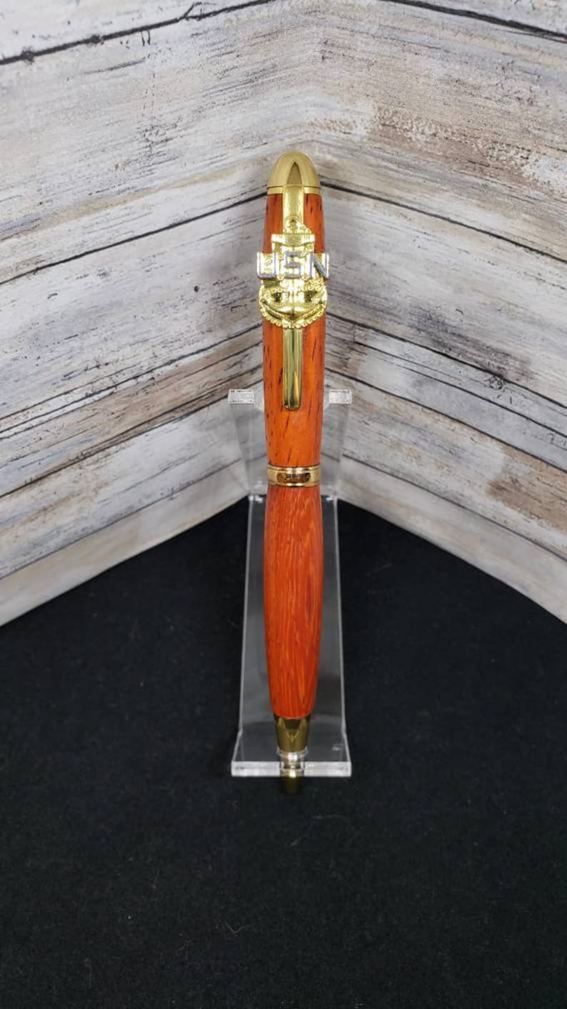 Navy Chief Petty Officer Pen: Paduk Wood, Gold & Chrome - Etsy