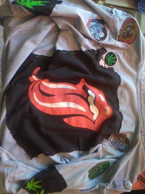 Rolling Stones Double Tongue Custom Backpatch on Levi's | Etsy