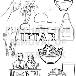 Ramadan Coloring Pages for Kids, Suhoor, Iftar, Salah, Islamic Coloring ...