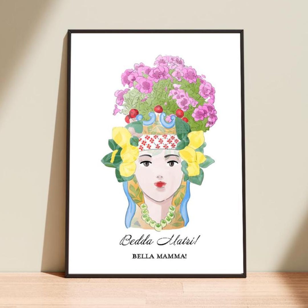 Sicilian Female Moor’s Head Print: Traditional Italian Art, Wall Decor ...