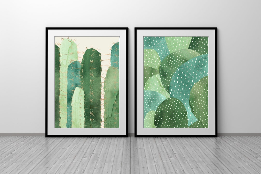 Succulents Watercolor Poster, Set of 2 Succulents Plants Illustration ...