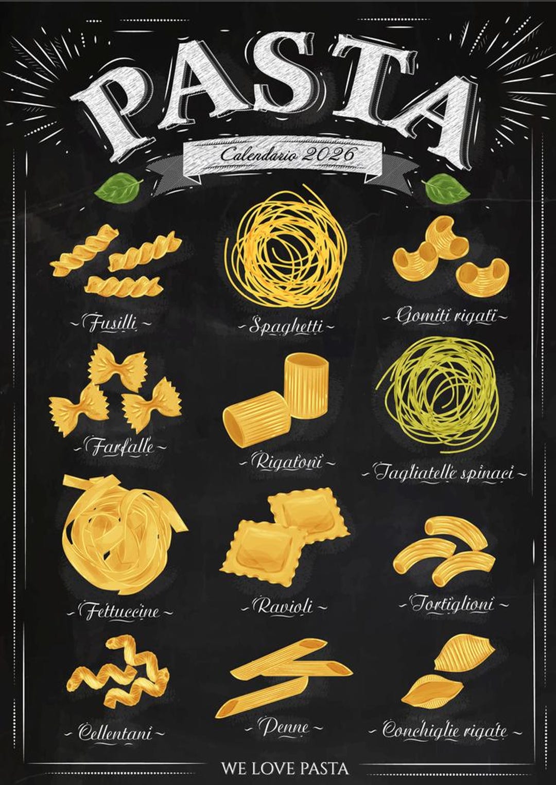 2026 Pasta Wall Calendar: Vintage Italian Kitchen Decor A4 Size - Etsy
