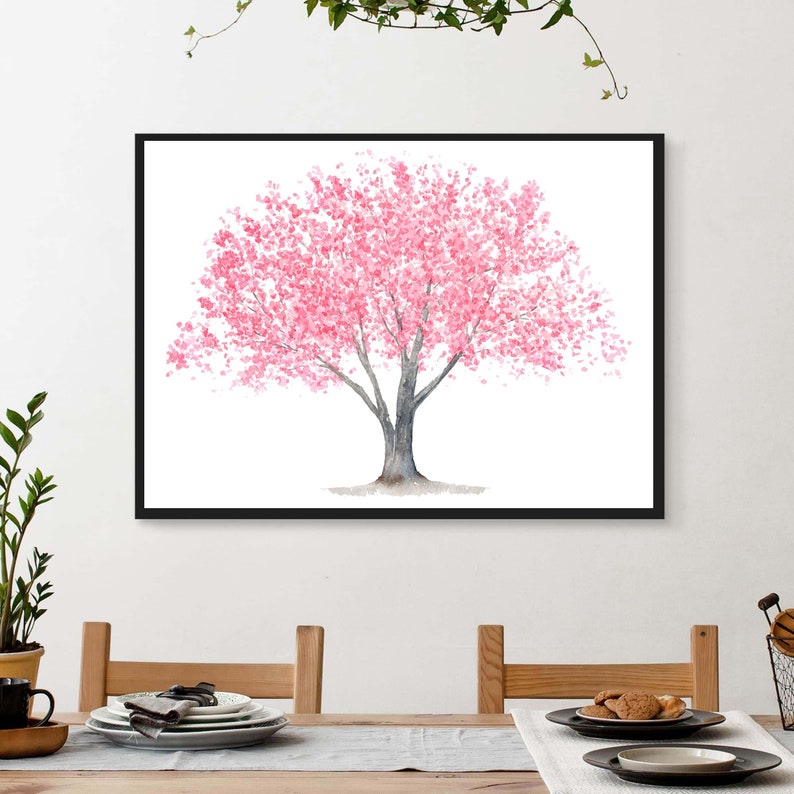 Peach Tree Watercolor Poster, Tree Image Gift, Italian Home Decor ...