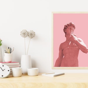 Pink David Poster, Michelangelo Print, Italian Renaissance Wall Art ...