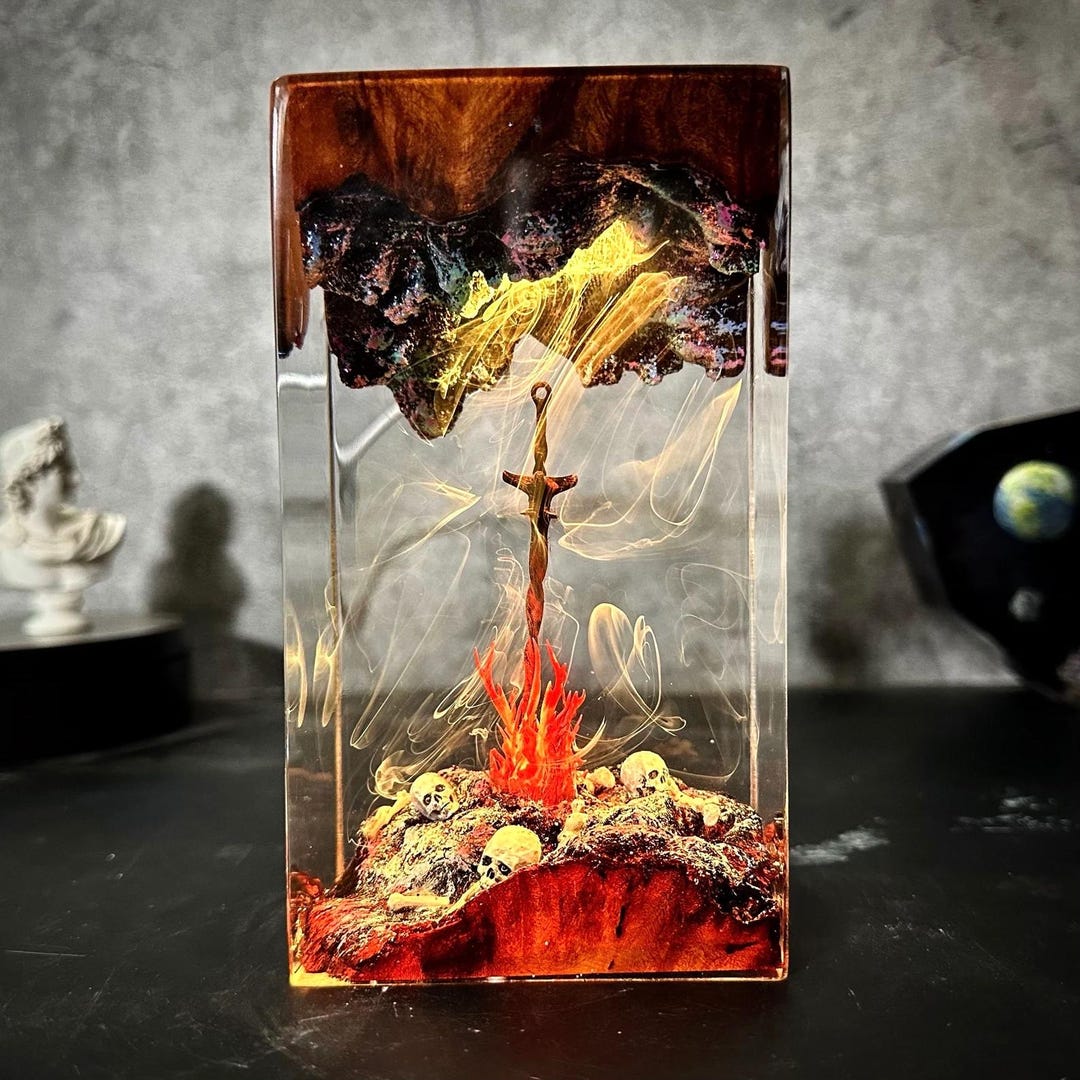 Dark Souls Bonfire Resin Diorama | Resting Place Fire Sword Art | Gamer ...