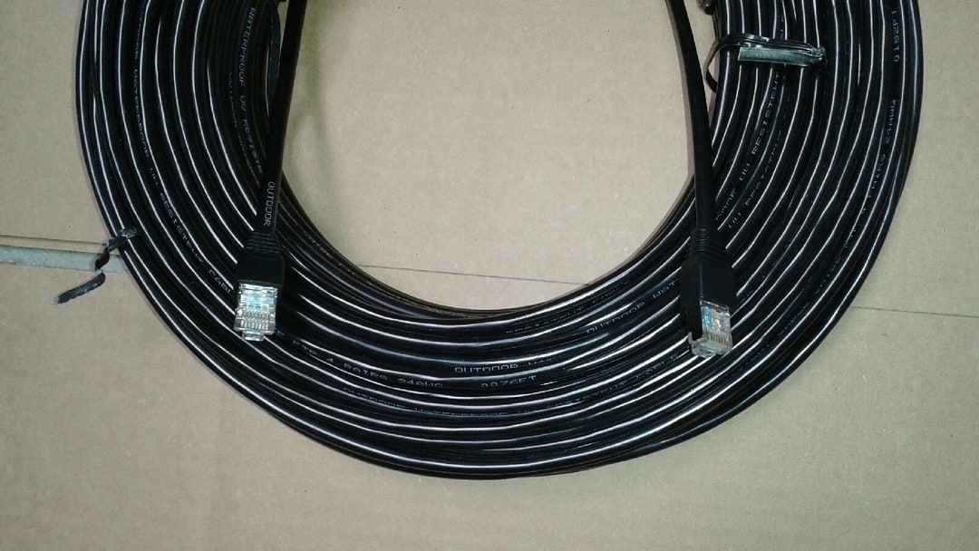 100 FT Cat-5e Shielded Outdoor Indoor Ethernet UV Resistant Direct Bury ...