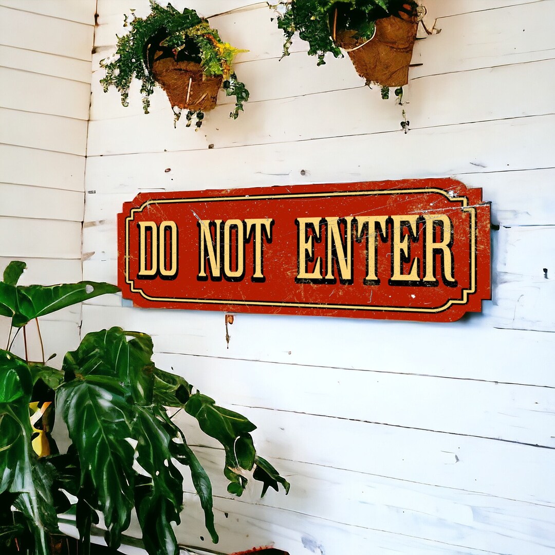 Do Not Enter Red Wood Sign Rustic Plaque Sign Vintage Style Wooden ...