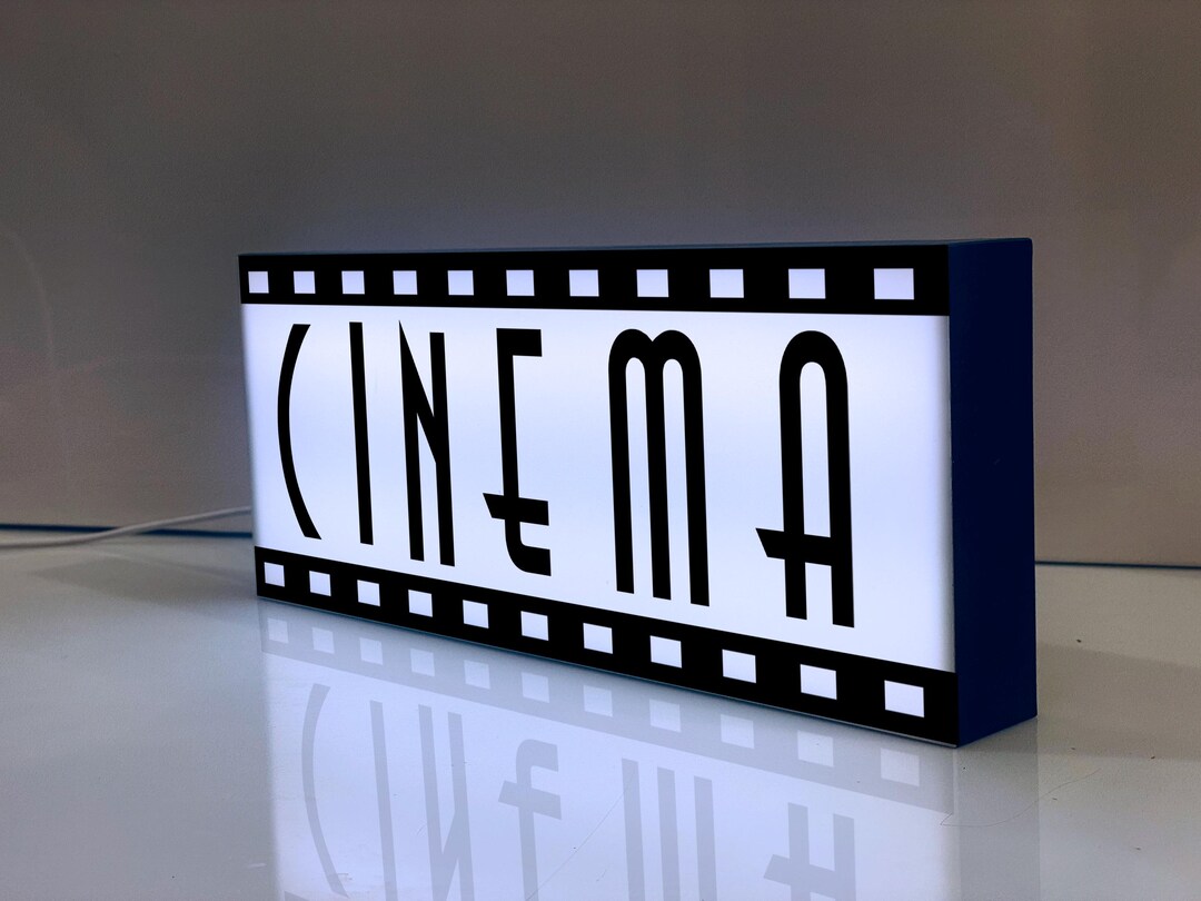 Cinema Light up Illuminated Sign Light Box White | Cinema Room ...