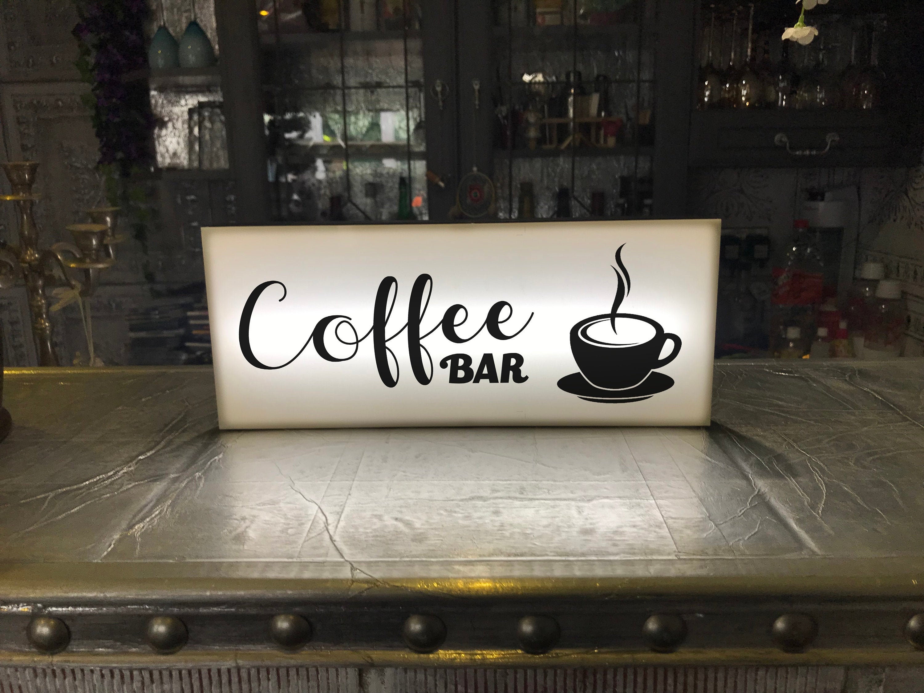 Coffee Bar Light Up Illuminated Sign Light Box White USB | Etsy