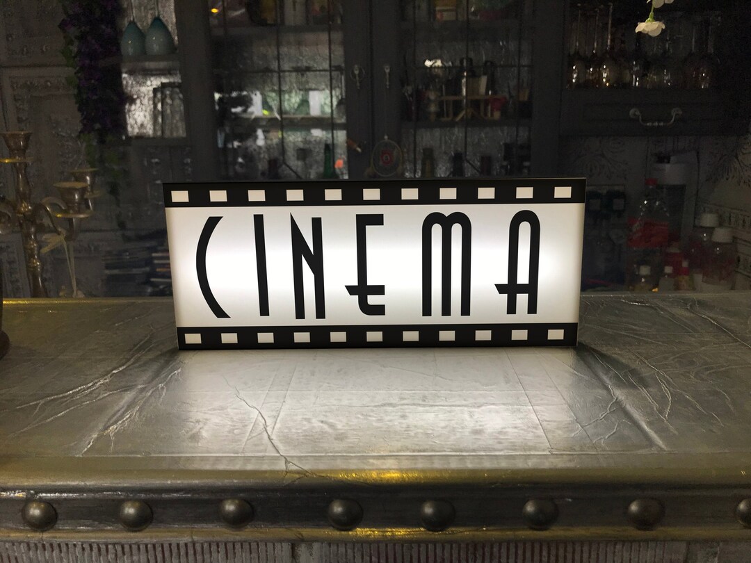 Cinema Light up Illuminated Sign Light Box White USB LED Powered Retro ...
