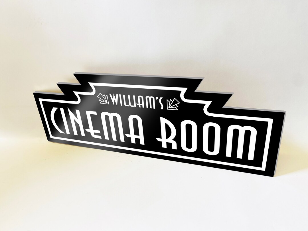 Cinema Room Sign Art Deco Style Wooden Large Gift New Home Vintage 1920 ...